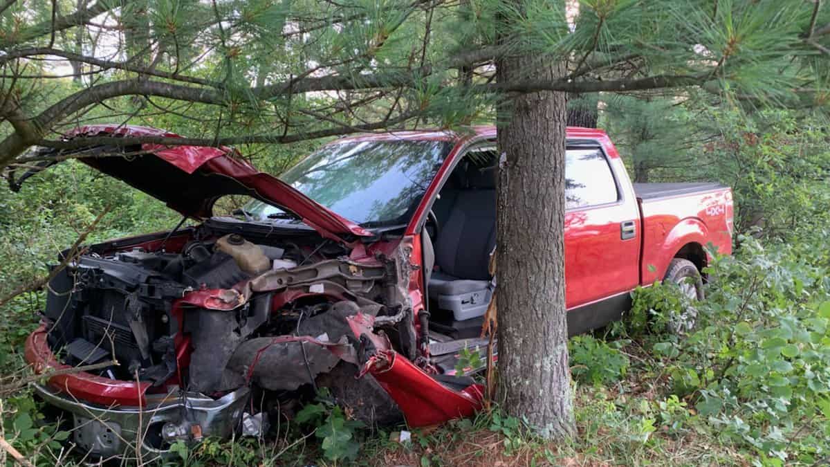 Driver stuck in wrecked truck against tree | Winona Journal
